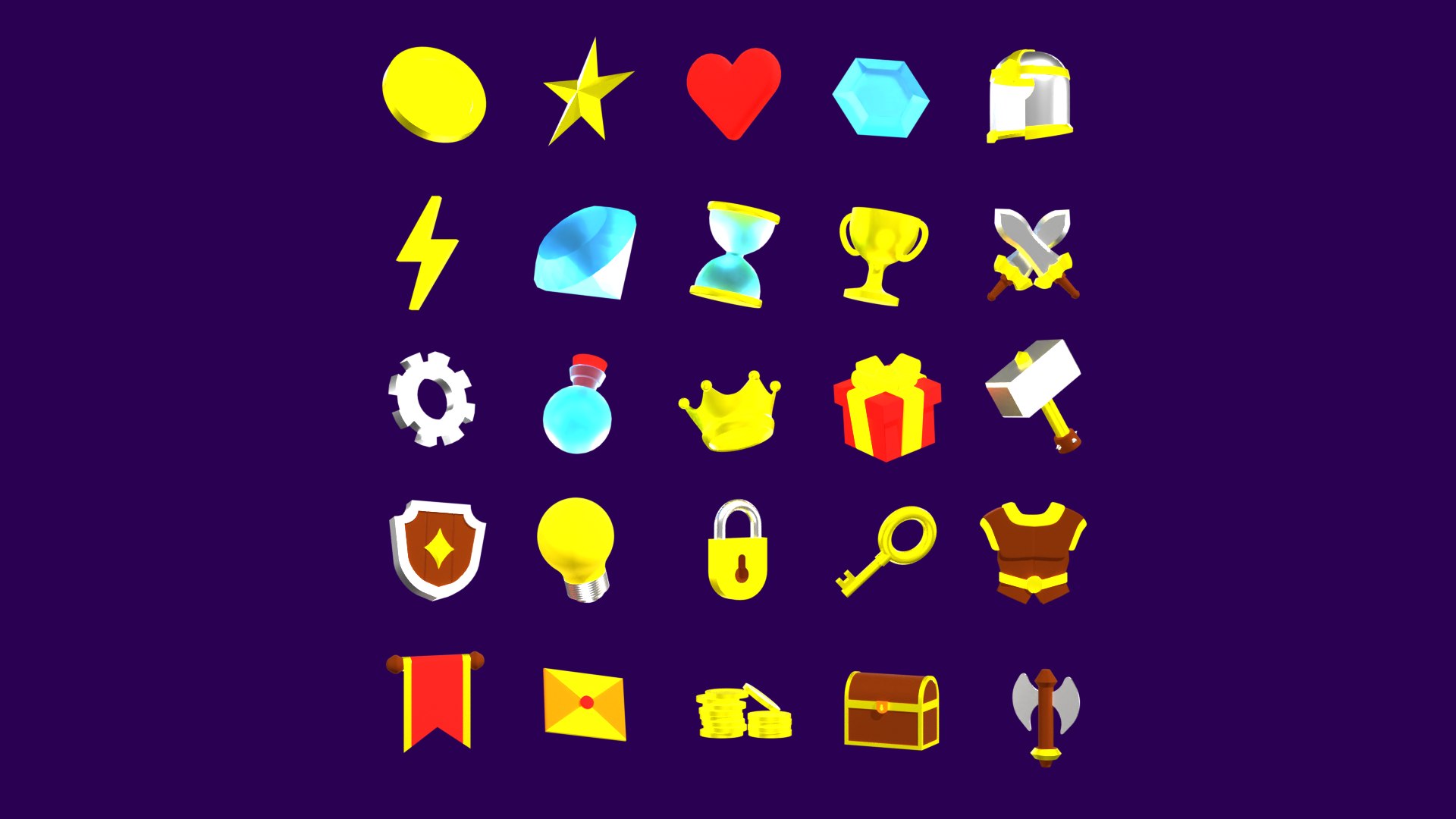 3D 25 3D Game Icon Pack - TurboSquid 2220265