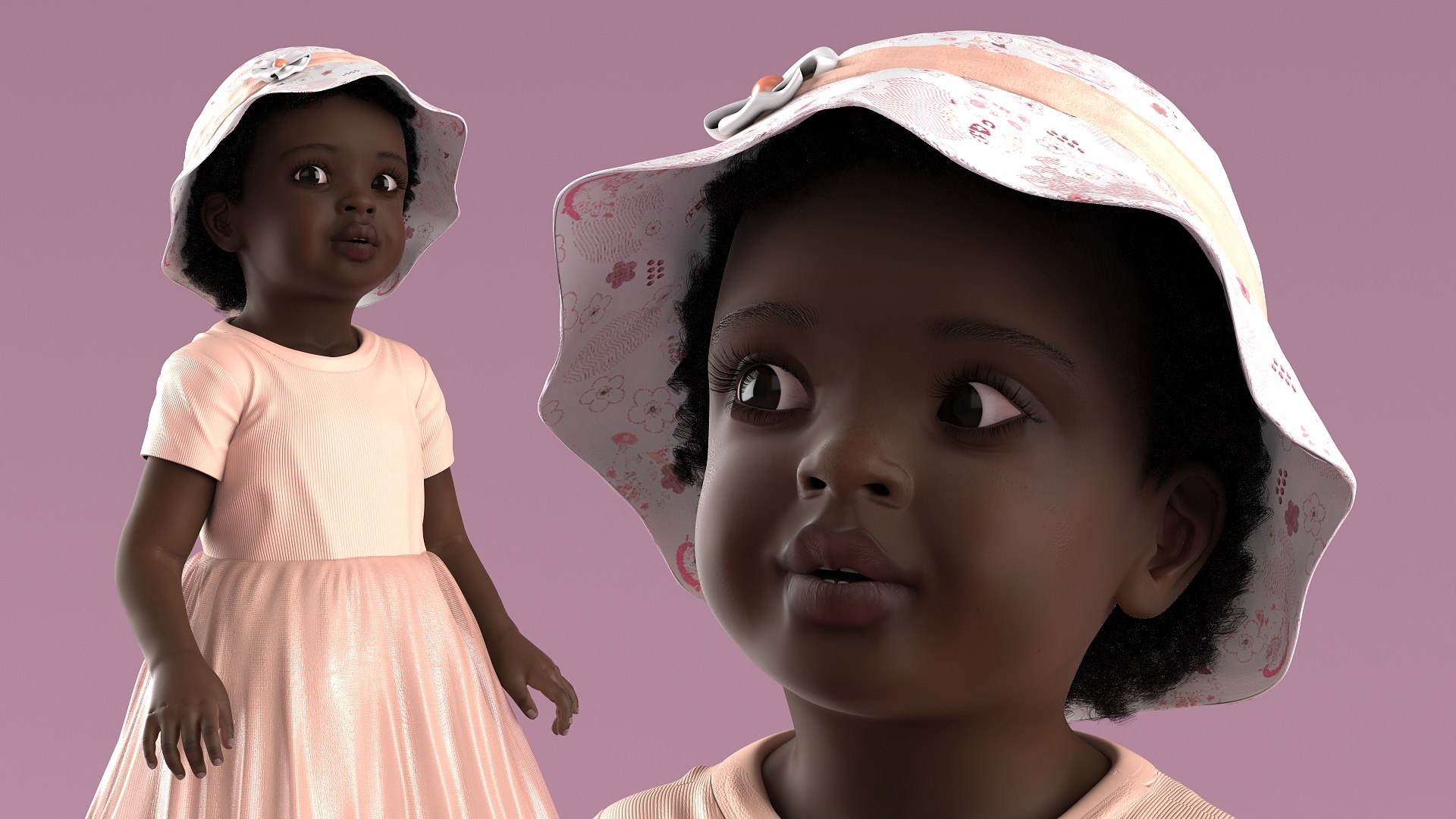 3D Toddler Black Girl In Casual Outfit Standing Fur Model - TurboSquid ...