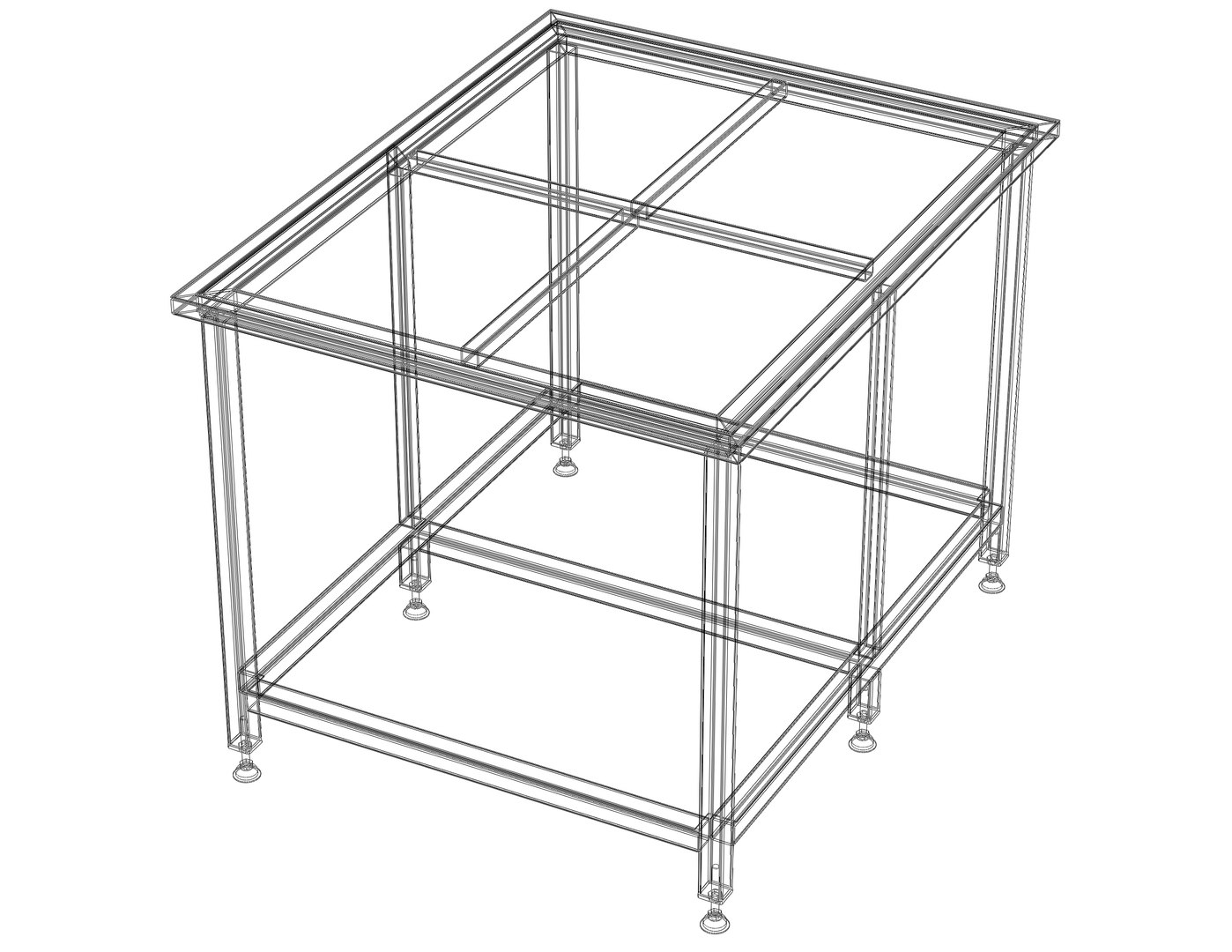3D Custom Steel Table With Undershelf - TurboSquid 2176456