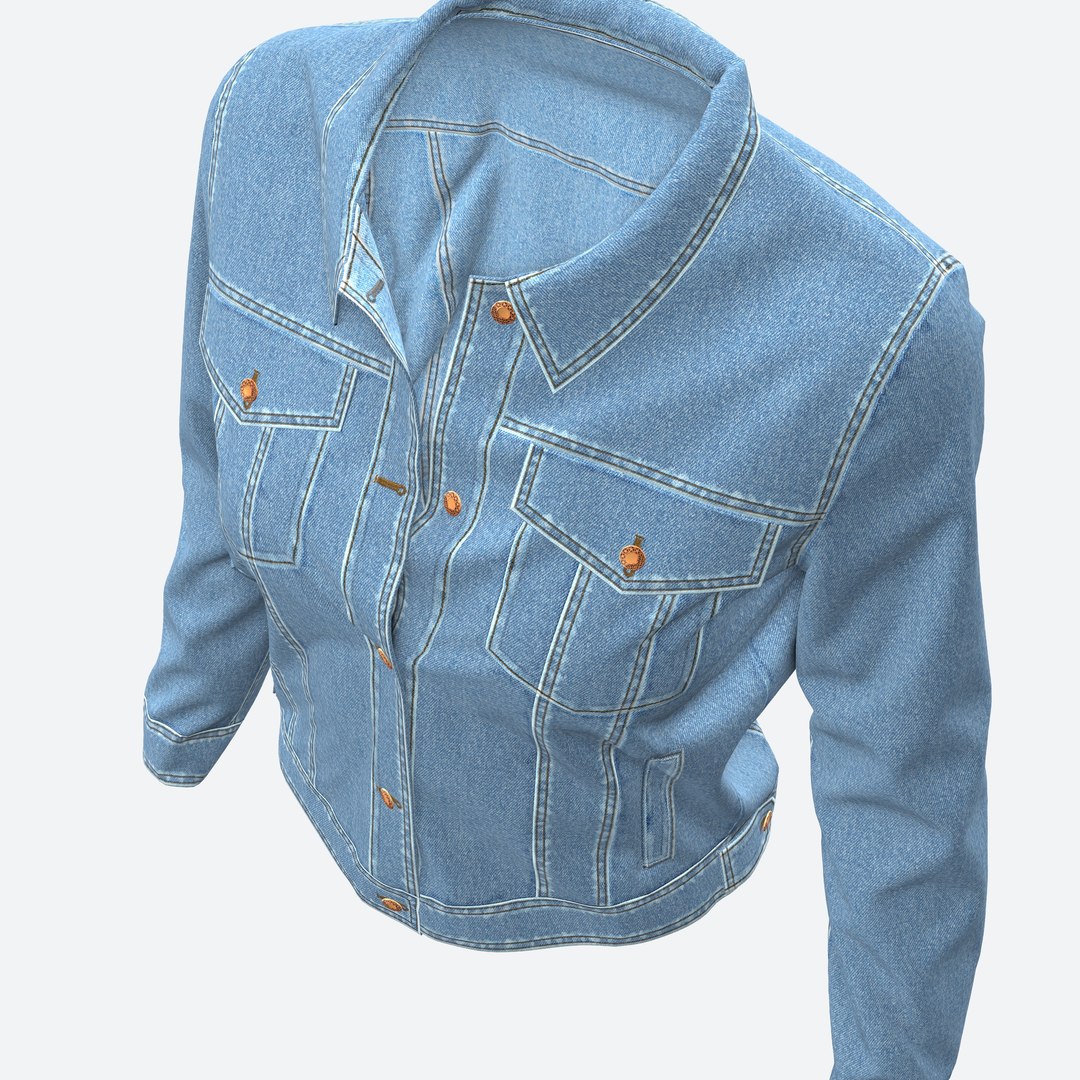 Women Blue Denim Jacket 16 k texture 3D - TurboSquid 2168666
