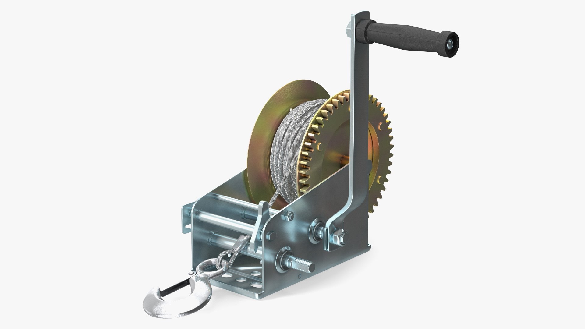 Hand Crank Winch With Steel Cable 3D - TurboSquid 1864967