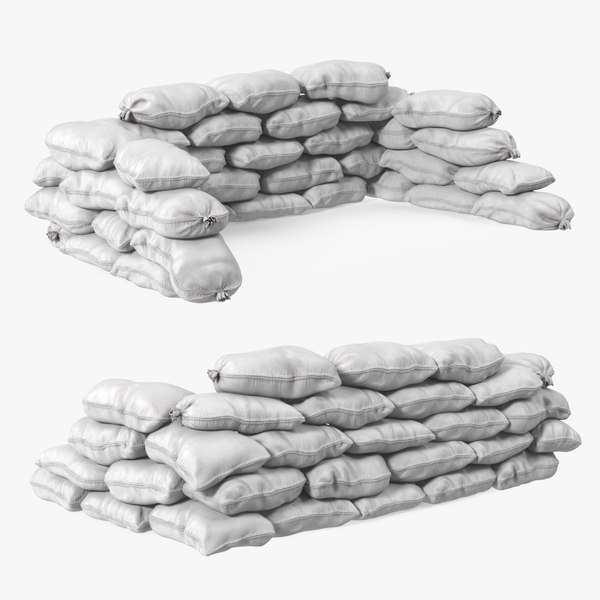 White Sandbag Barricade 3D model - TurboSquid 1777900