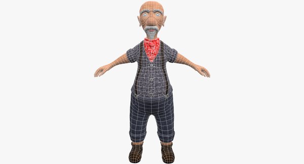 old man cartoon 3d model