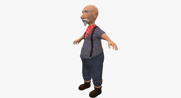 old man cartoon 3d model