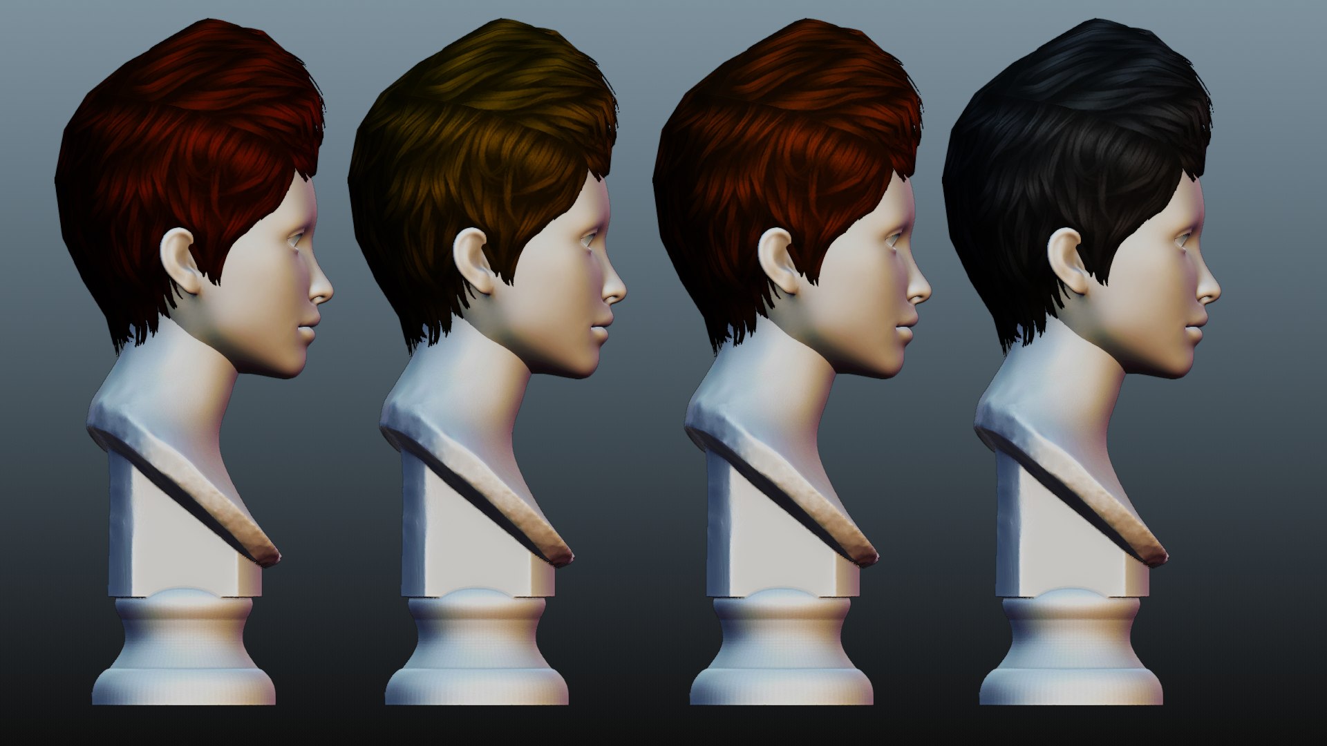 Male Hair Low Poly 4 Color 3D Model - TurboSquid 2126270