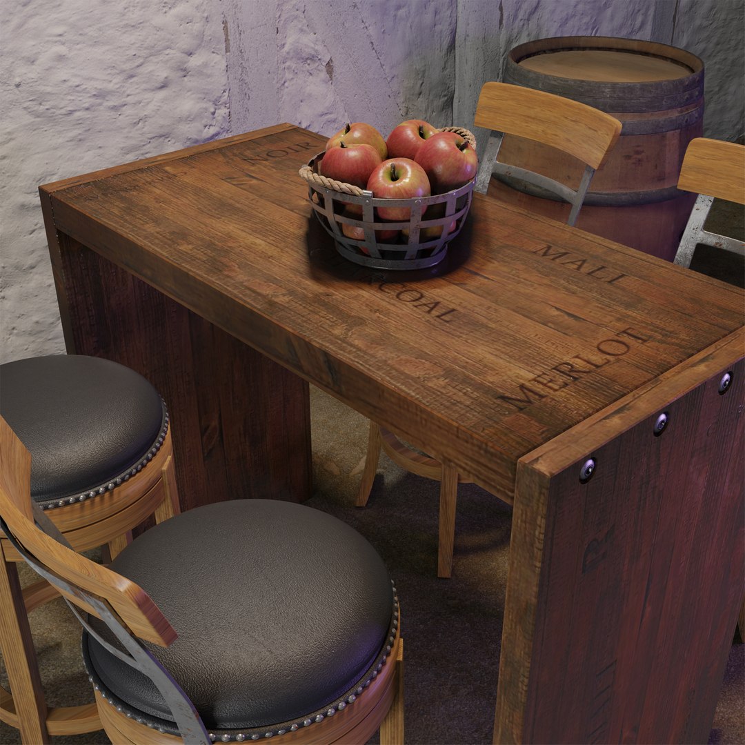 Rustic chair table blender model - TurboSquid 1581754