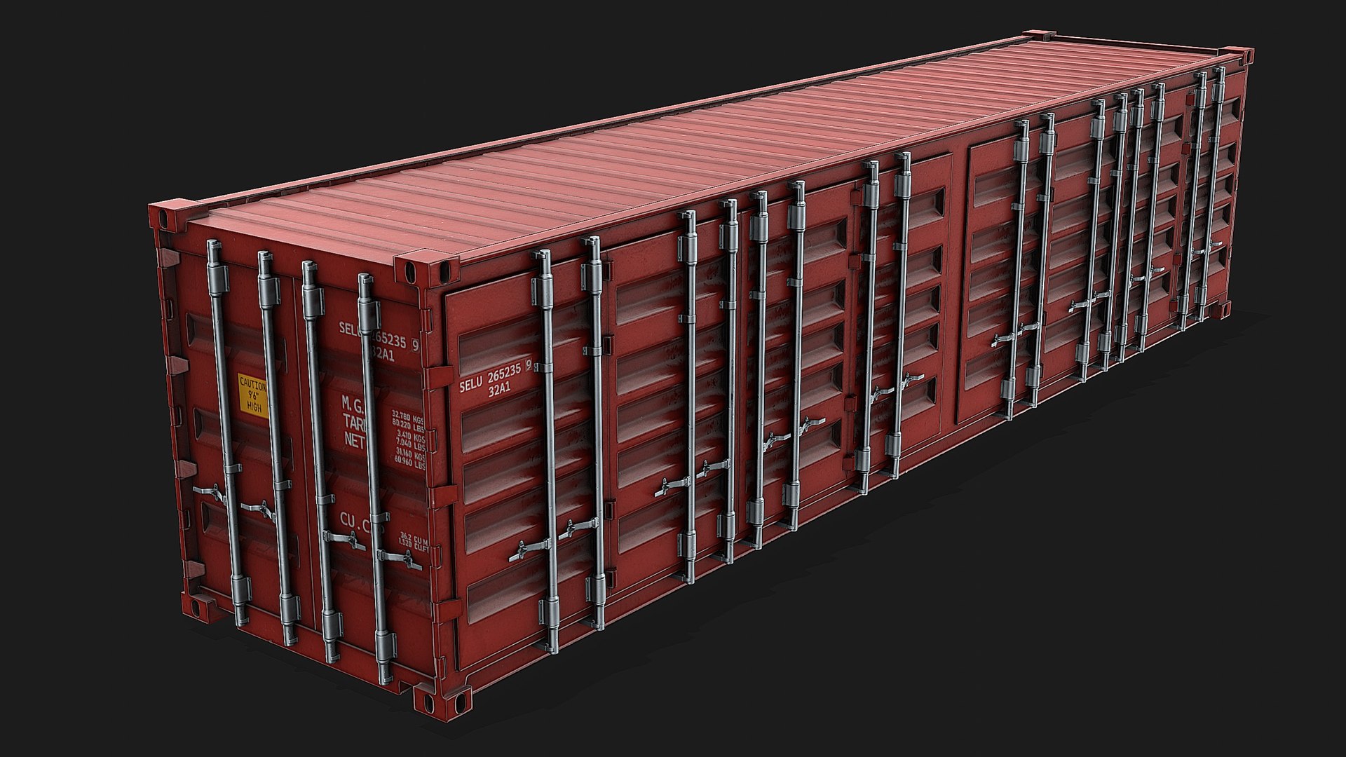 3D 40ft Side Door Container - Red Model - TurboSquid 2152354