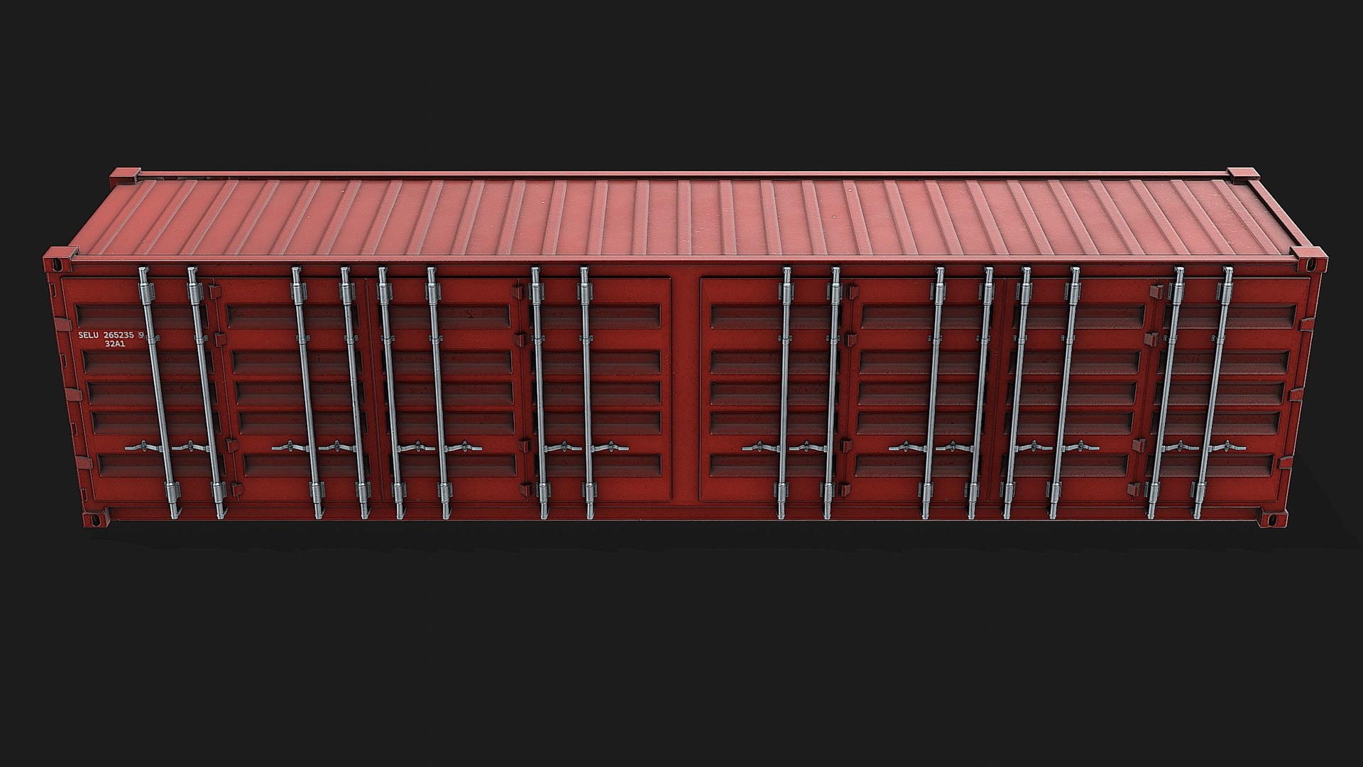 3D 40ft Side Door Container - Red Model - TurboSquid 2152354