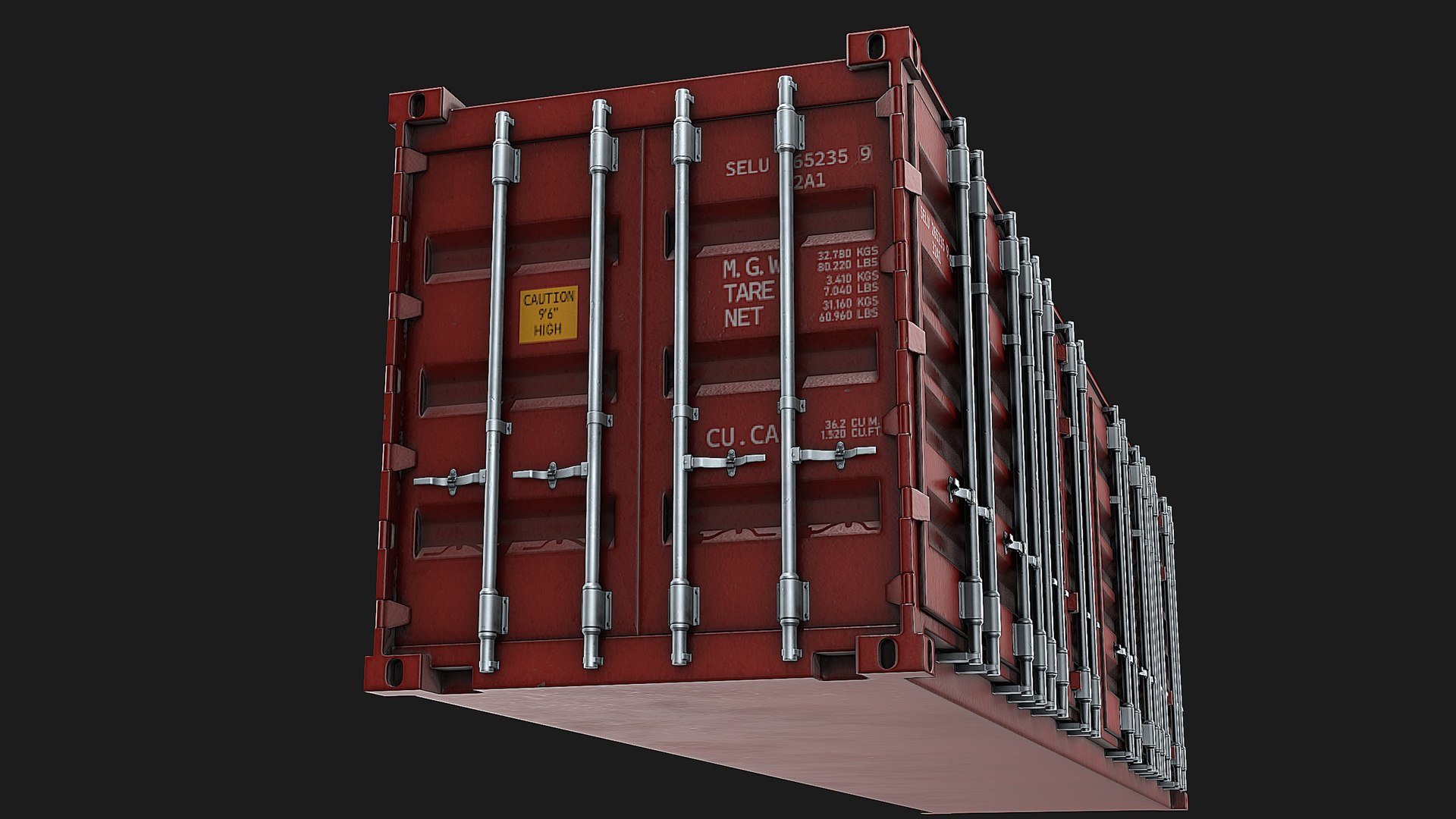3D 40ft Side Door Container - Red Model - TurboSquid 2152354