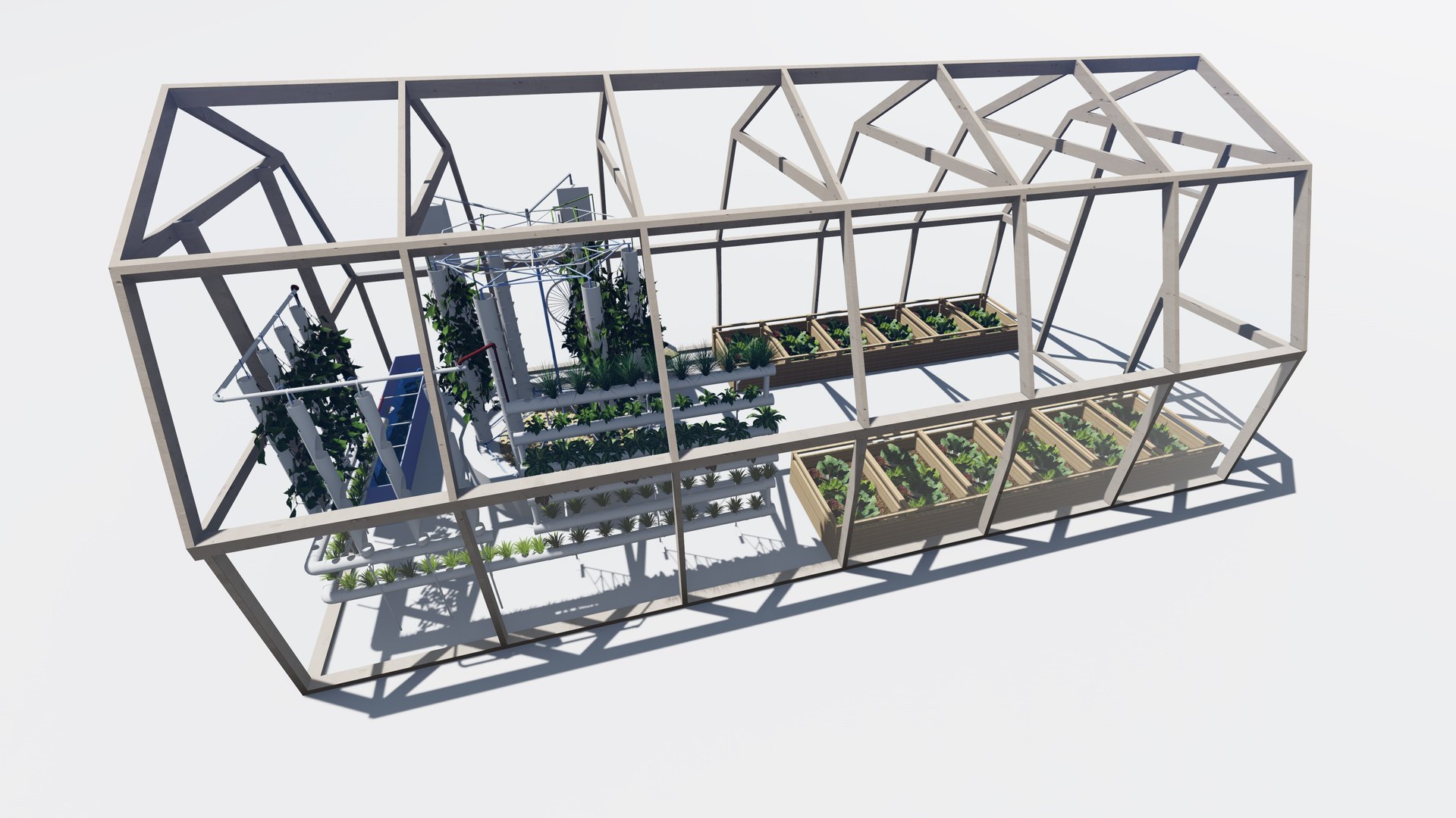 Greenhouse Aquaponics Hydrophonic 3D model - TurboSquid 1969249