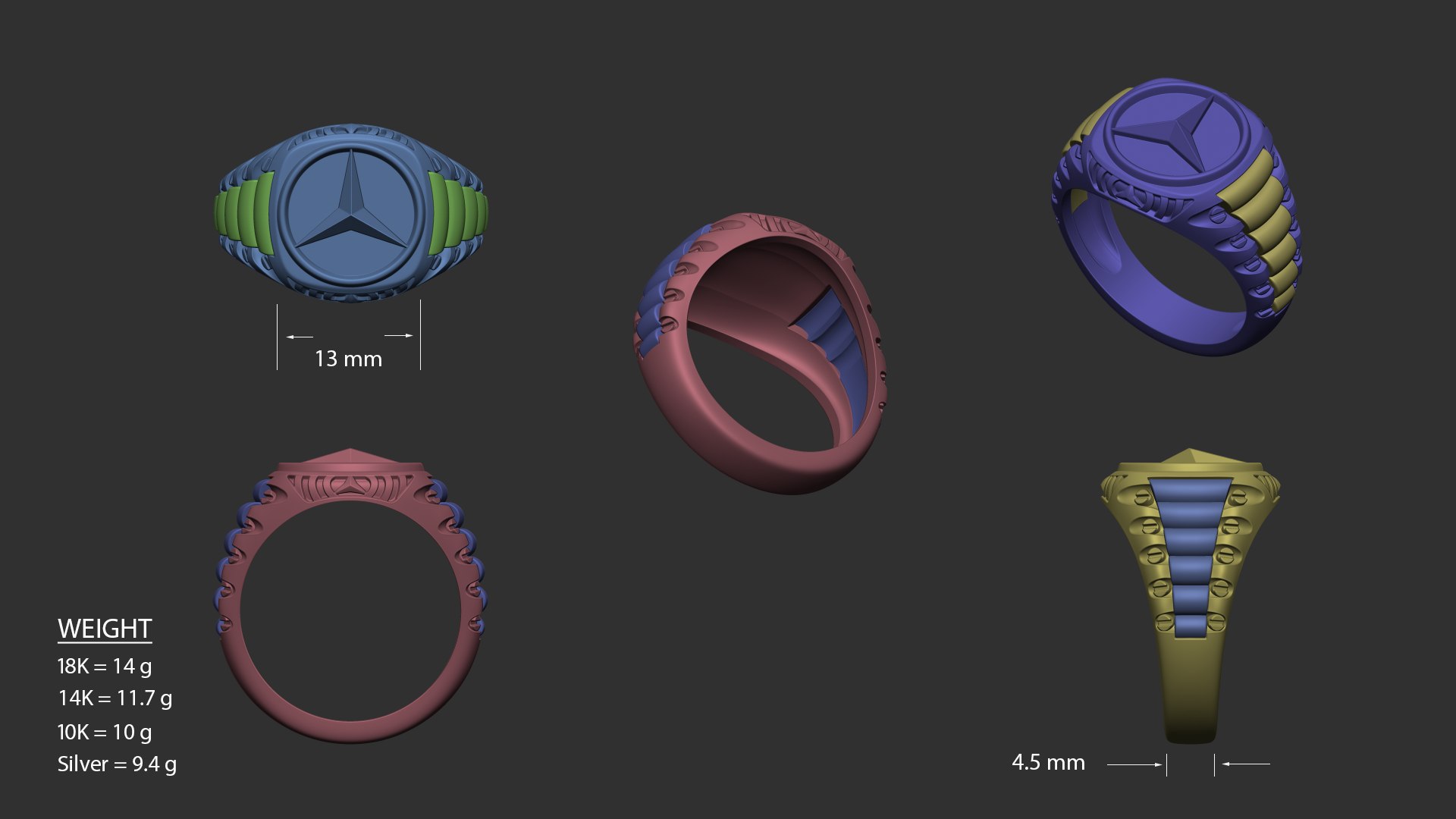 Classic Mercedes Benz Ring 3D Model - TurboSquid 2414500