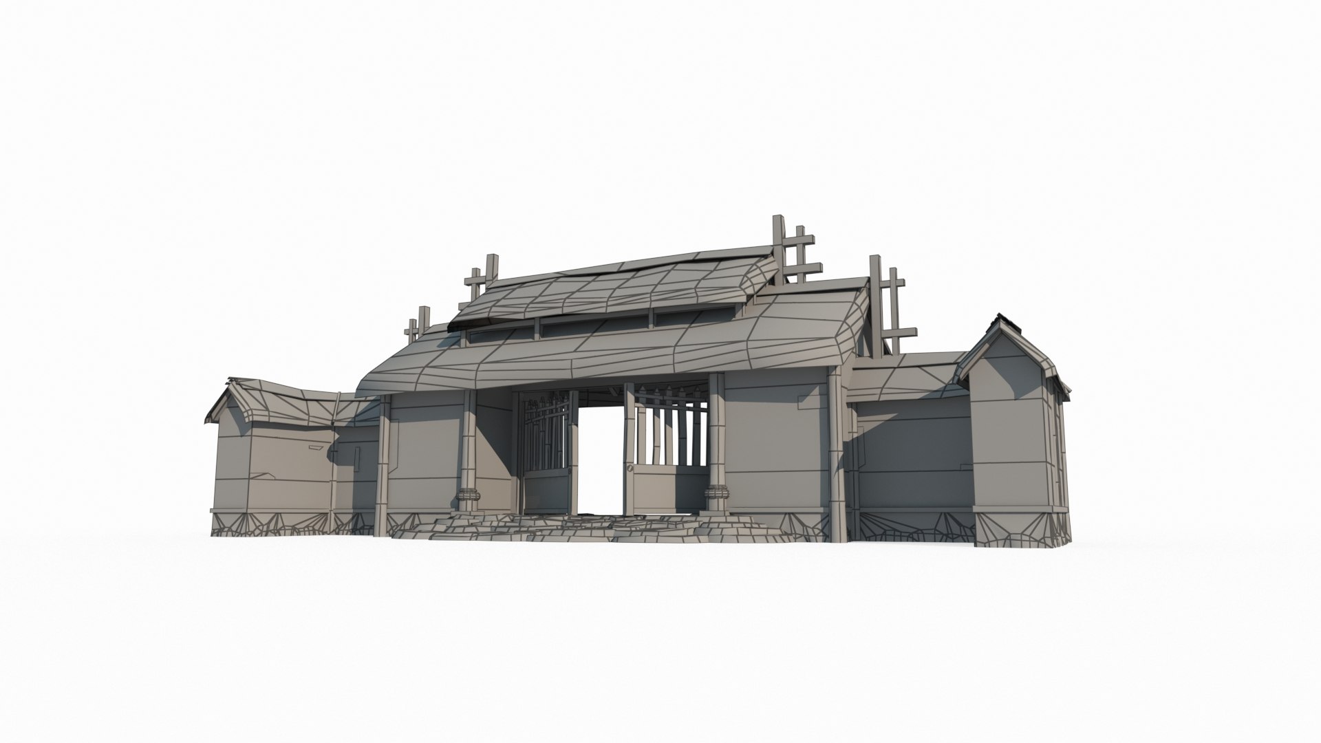 3D Asian Ancient Architecture Rural Gateway Model - TurboSquid 2090102