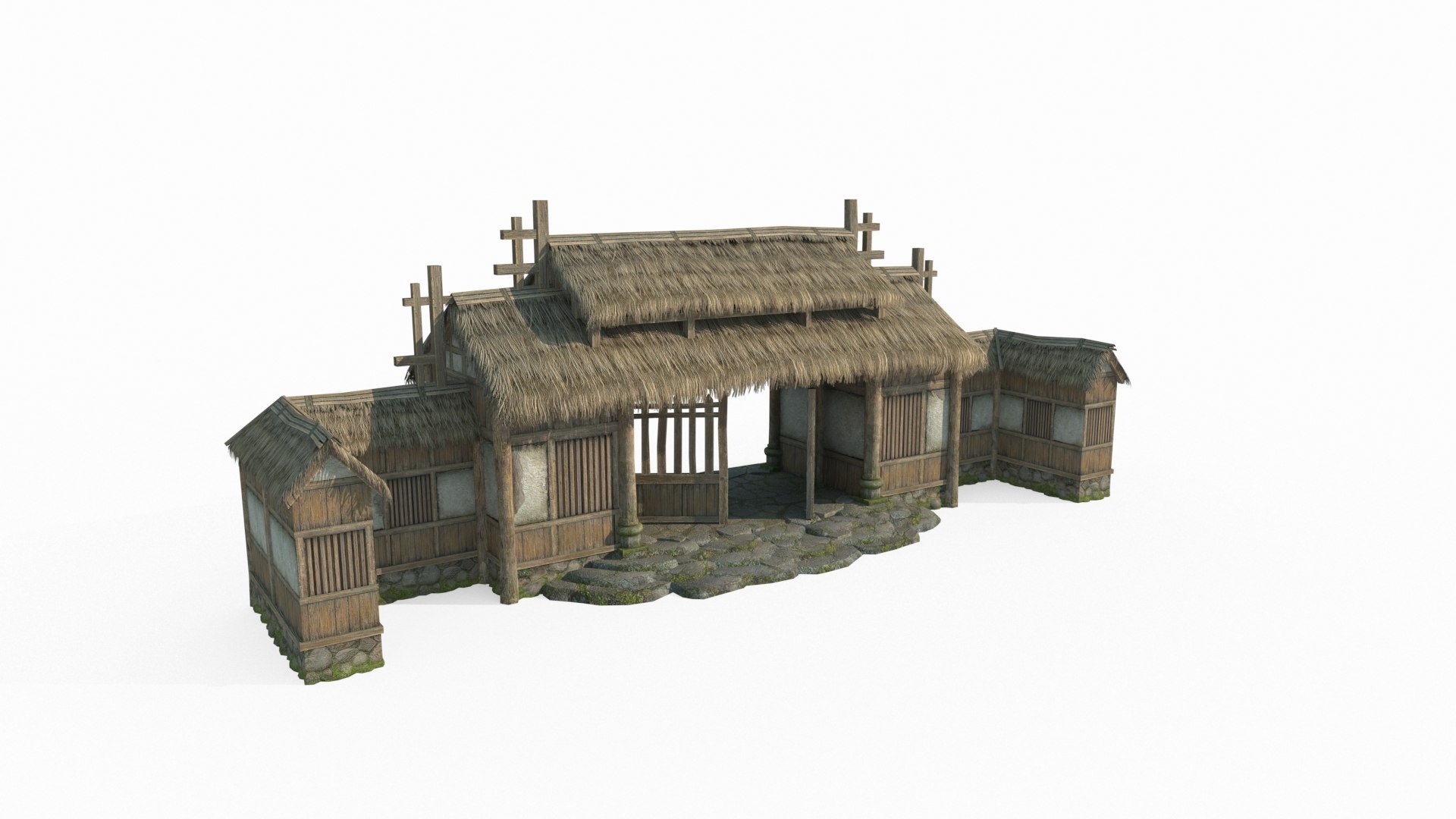 3D Asian Ancient Architecture Rural Gateway Model - TurboSquid 2090102