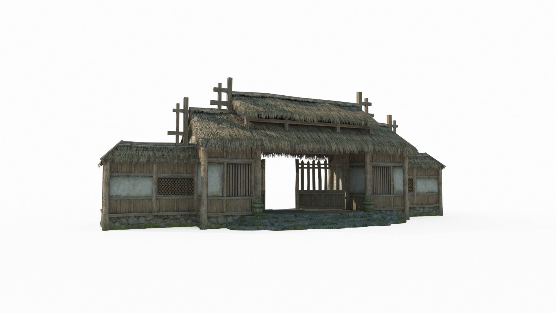 3D Asian Ancient Architecture Rural Gateway Model - TurboSquid 2090102