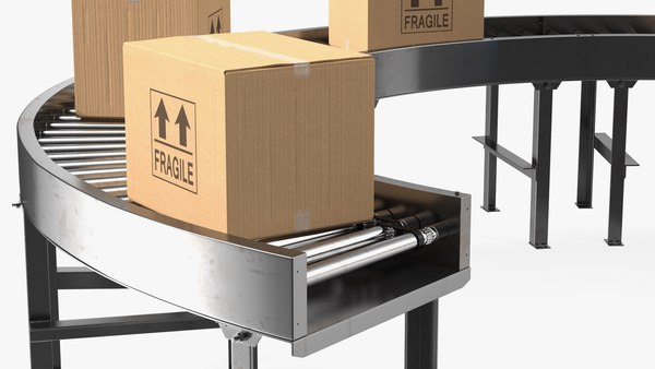 modelo 3d Línea transportadora con cajas - TurboSquid 1871898