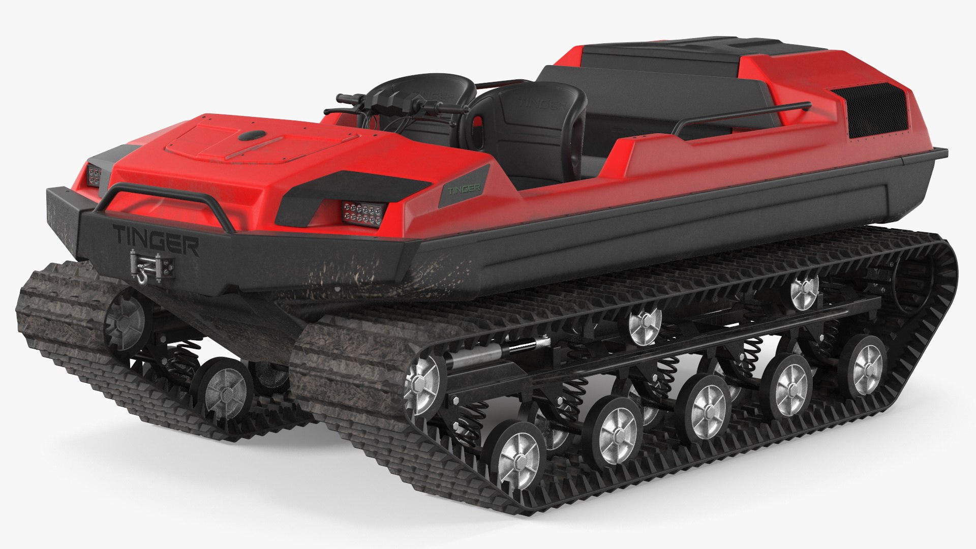 3D model Tinger Track Dirty Red No Roof Rigged - TurboSquid 2002539
