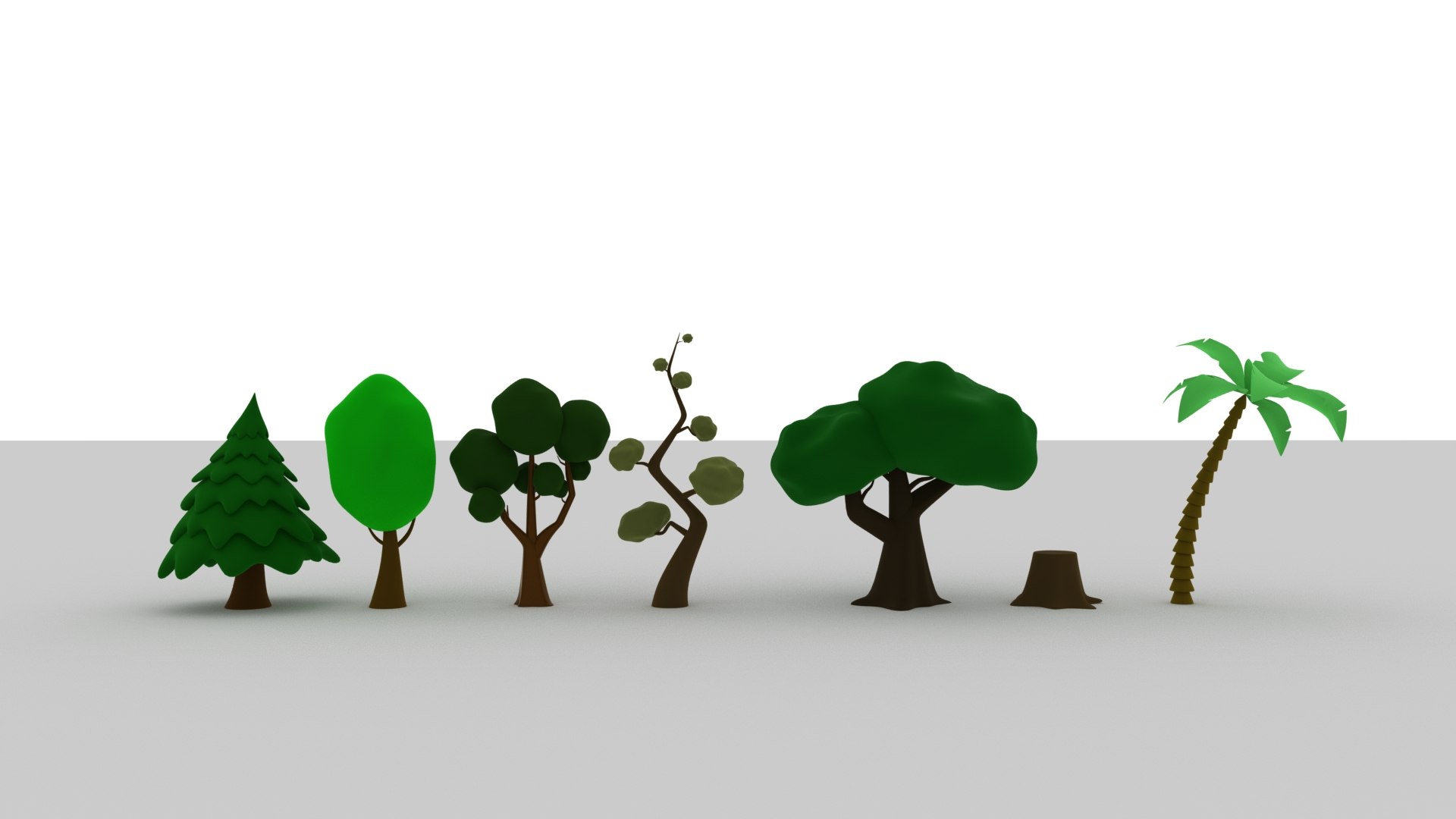 Cartoon Low Poly Tree Set 3D - TurboSquid 1800705
