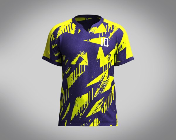 modelo 3d Mens Soccer Blue and Yellow Jersey Player-10 - TurboSquid 2050601