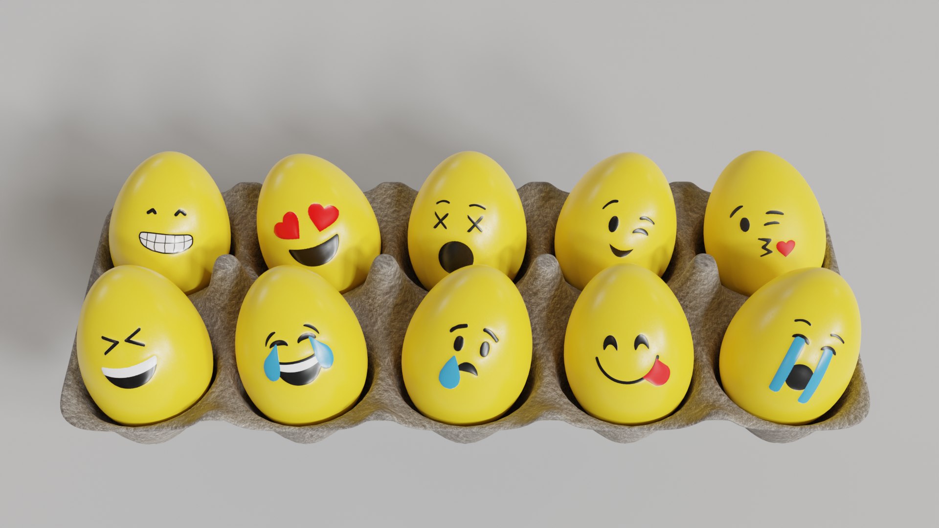 Smile Emoji Easter Eggs In Tray Model - TurboSquid 2020430