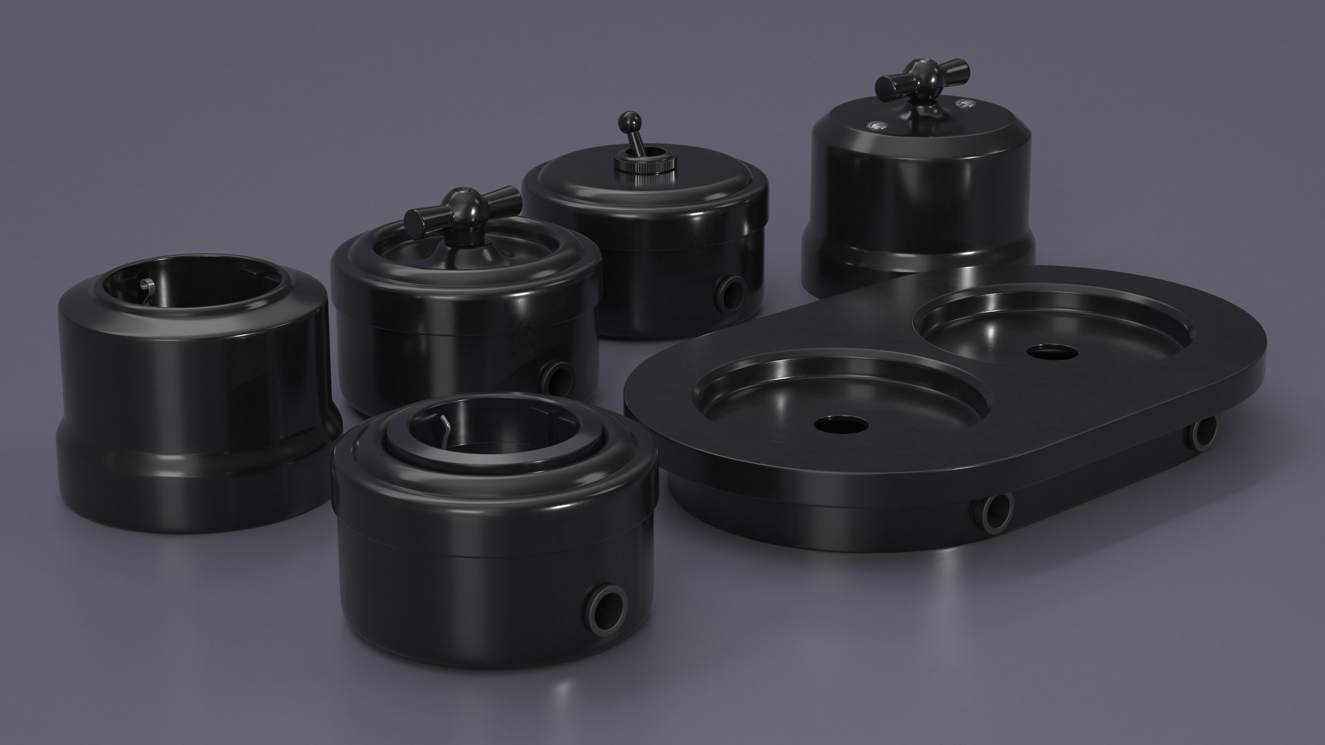 3D Retro Electrical Set Ceramic Black model - TurboSquid 2052593