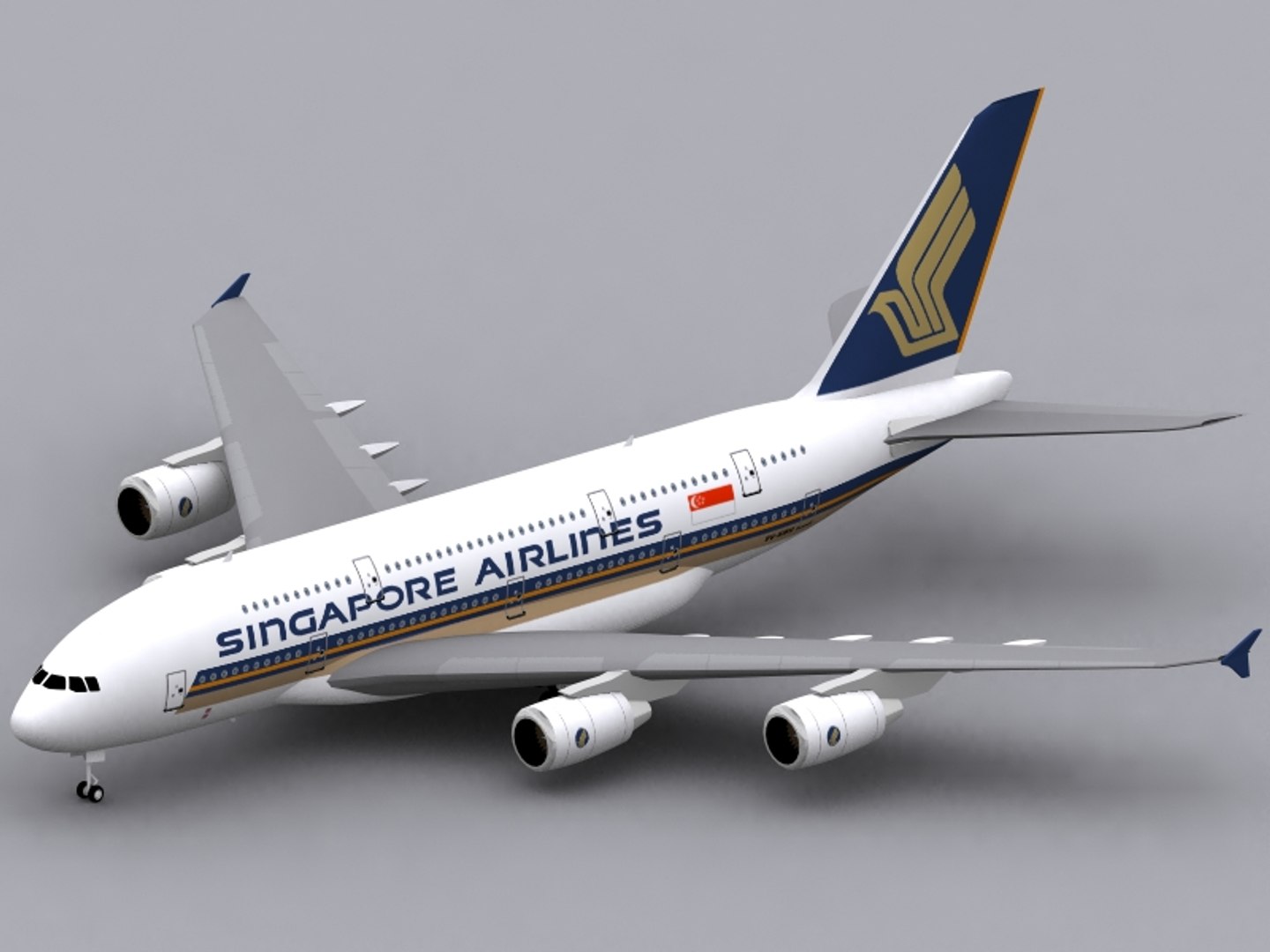 3d Airbus A380-800 Singapore A380