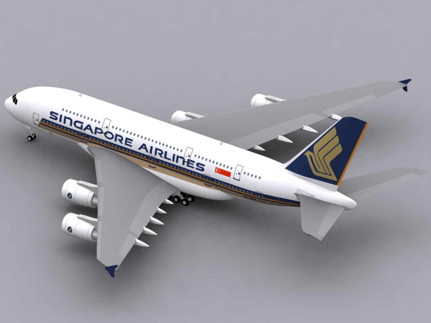 3d Airbus A380-800 Singapore A380