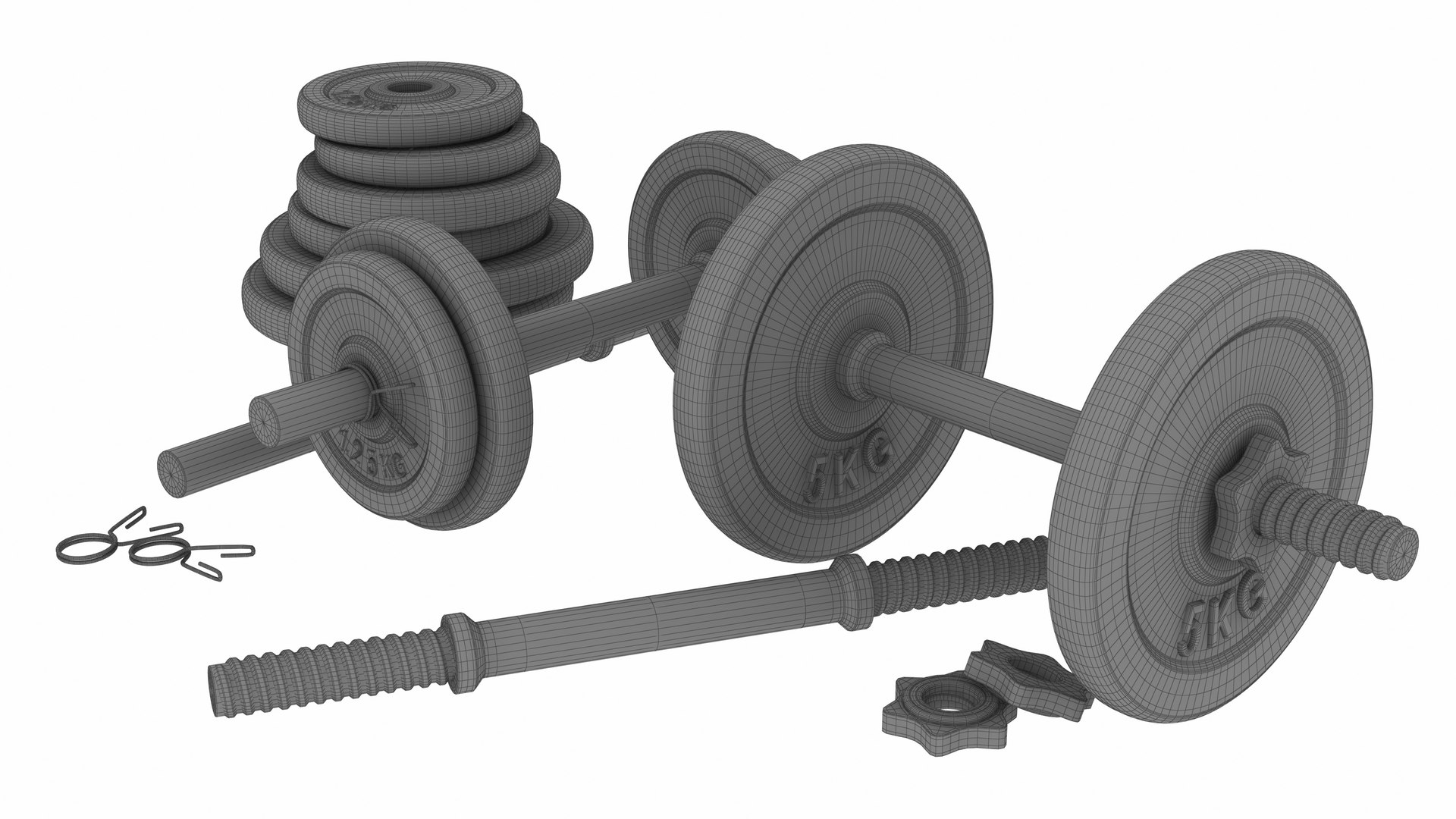 GYM Dumbell Bars Collection 3D Model - TurboSquid 1828001