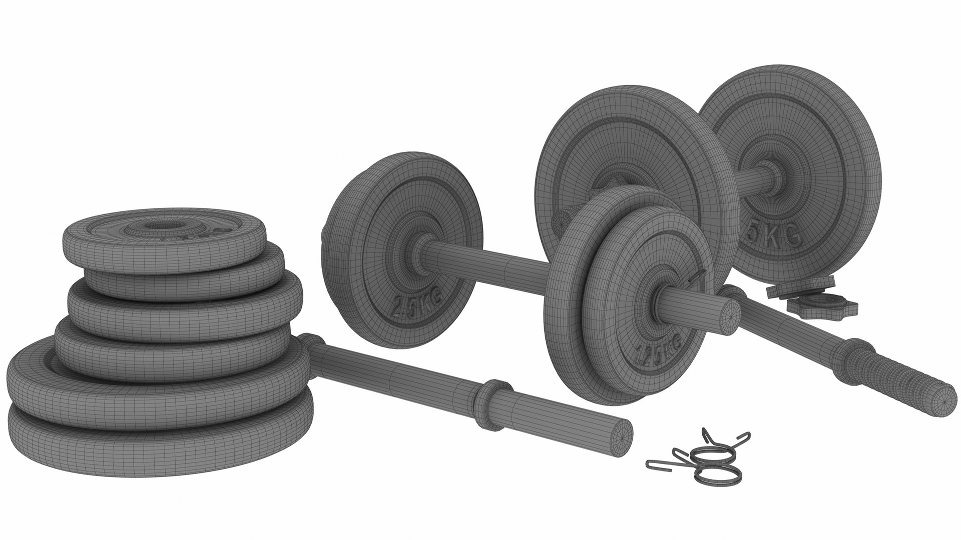 GYM Dumbell Bars Collection 3D Model - TurboSquid 1828001