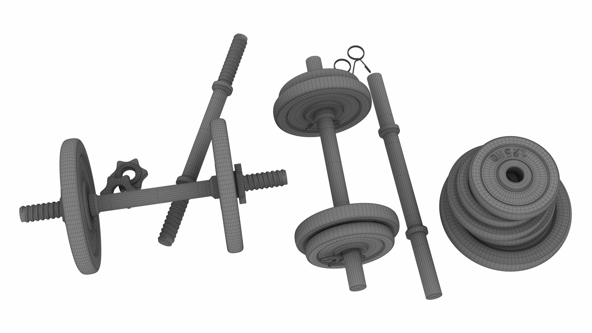 GYM Dumbell Bars Collection 3D Model - TurboSquid 1828001