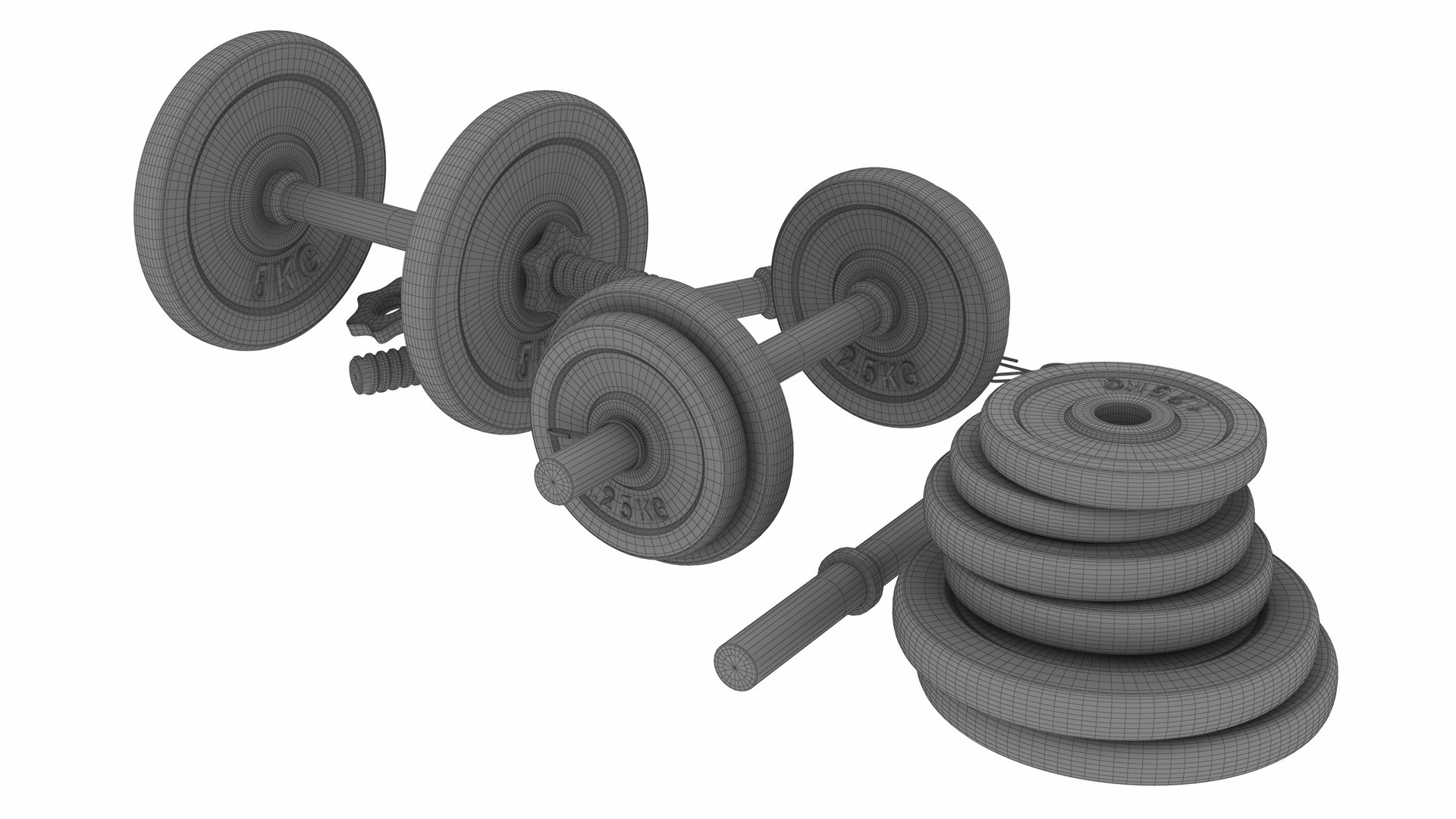 GYM Dumbell Bars Collection 3D Model - TurboSquid 1828001