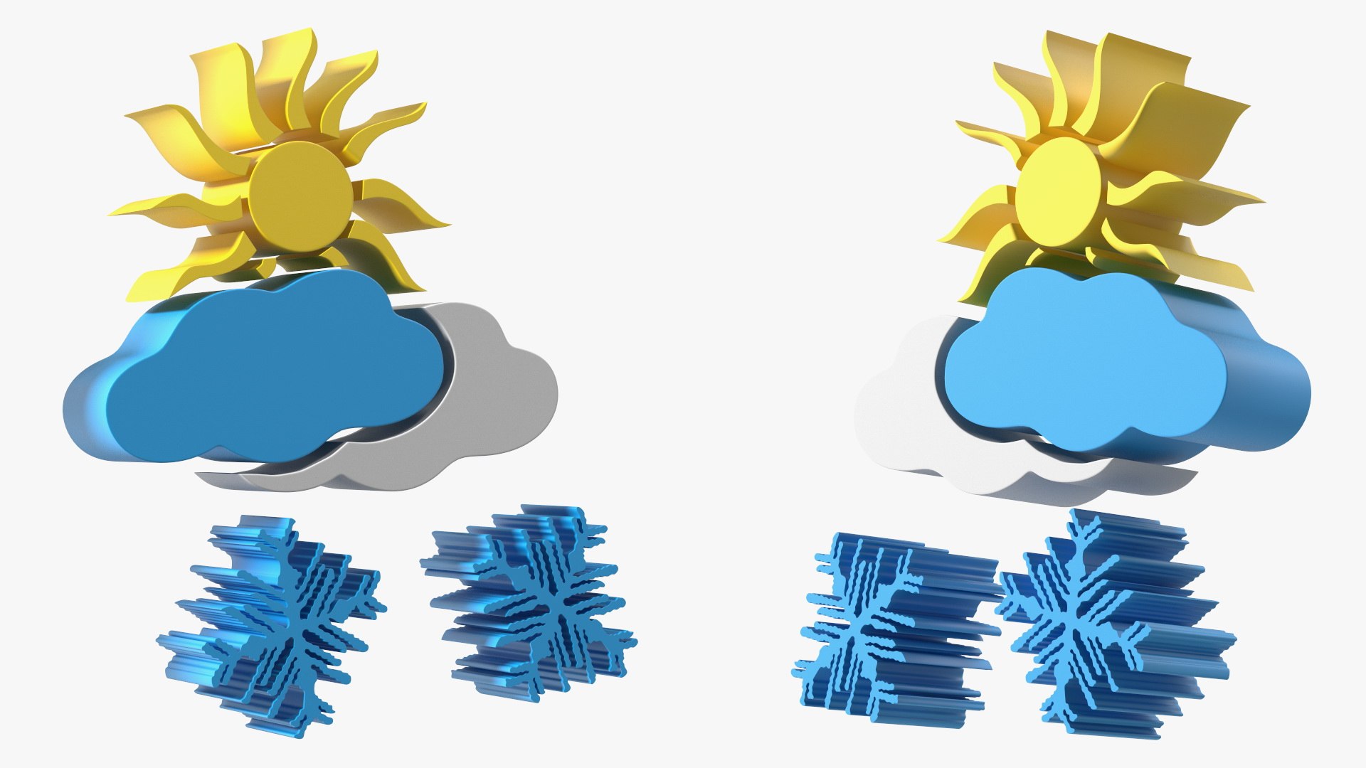 Meteorology Symbols With Snow And Wind Set 3D Model - TurboSquid 2084383