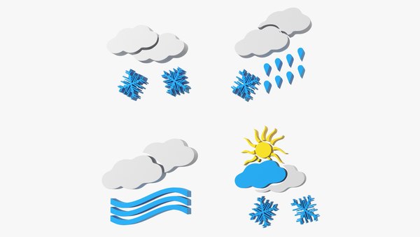 Meteorology Symbols with Snow and Wind Set 3D 모델 - TurboSquid 2084383