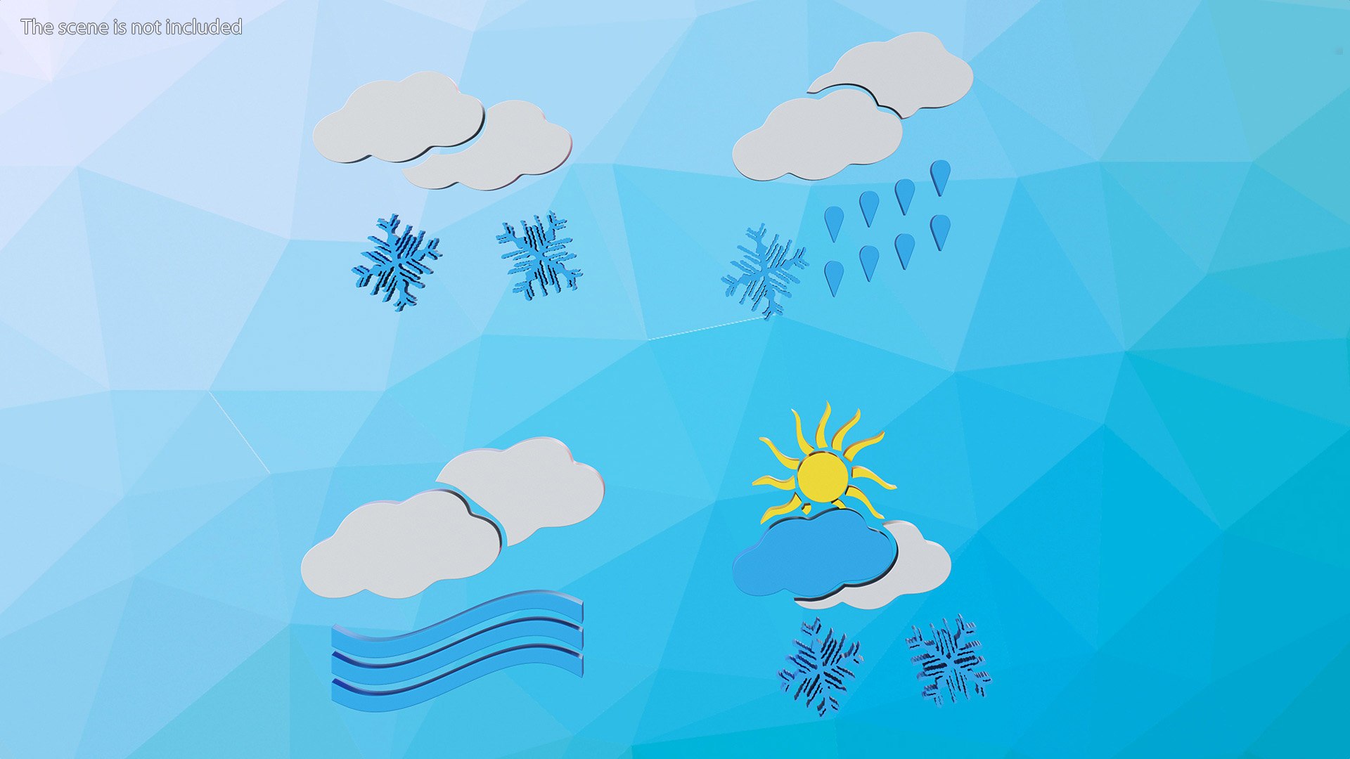Meteorology Symbols With Snow And Wind Set 3D Model - TurboSquid 2084383