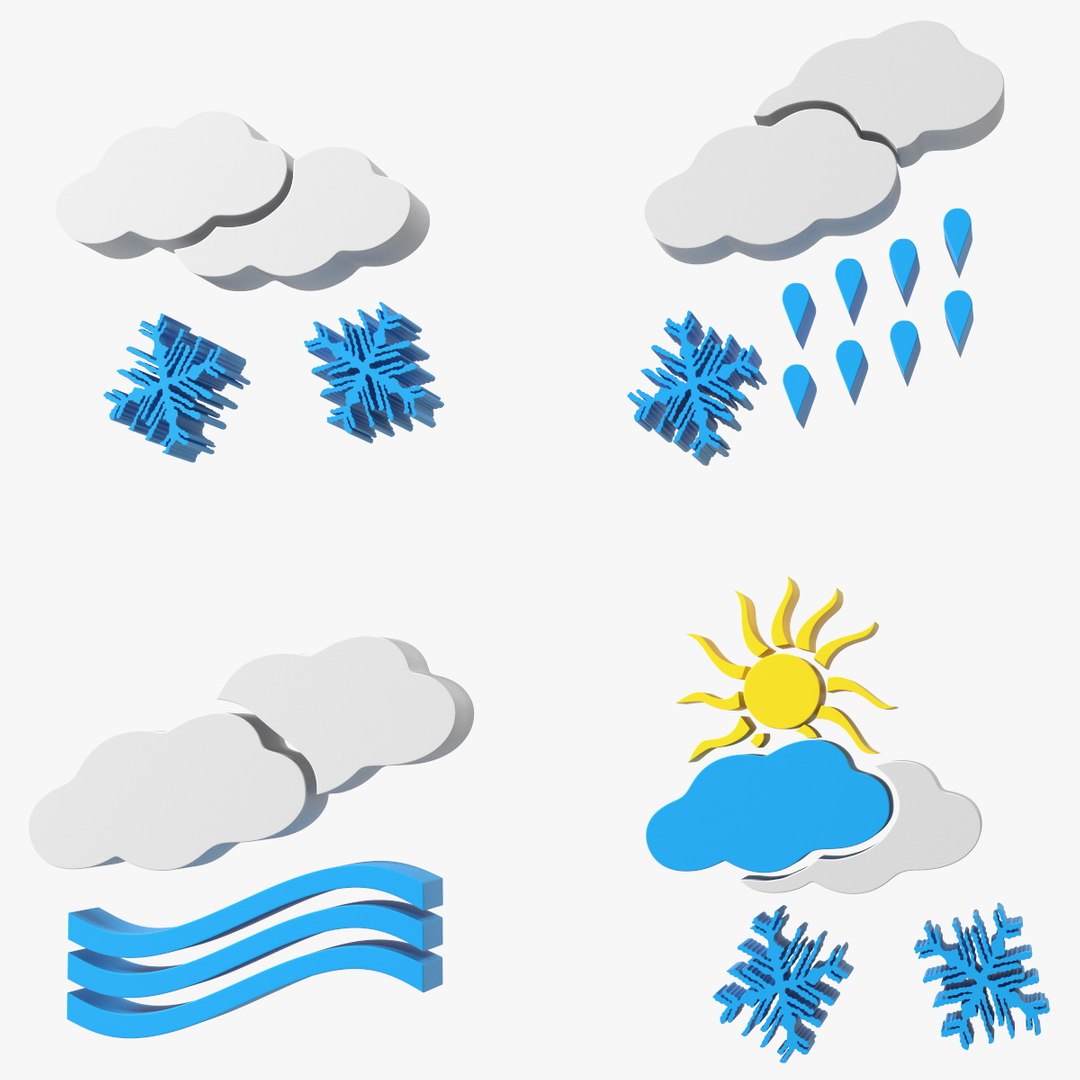 Meteorology Symbols with Snow and Wind Set 3D model - TurboSquid 2084383