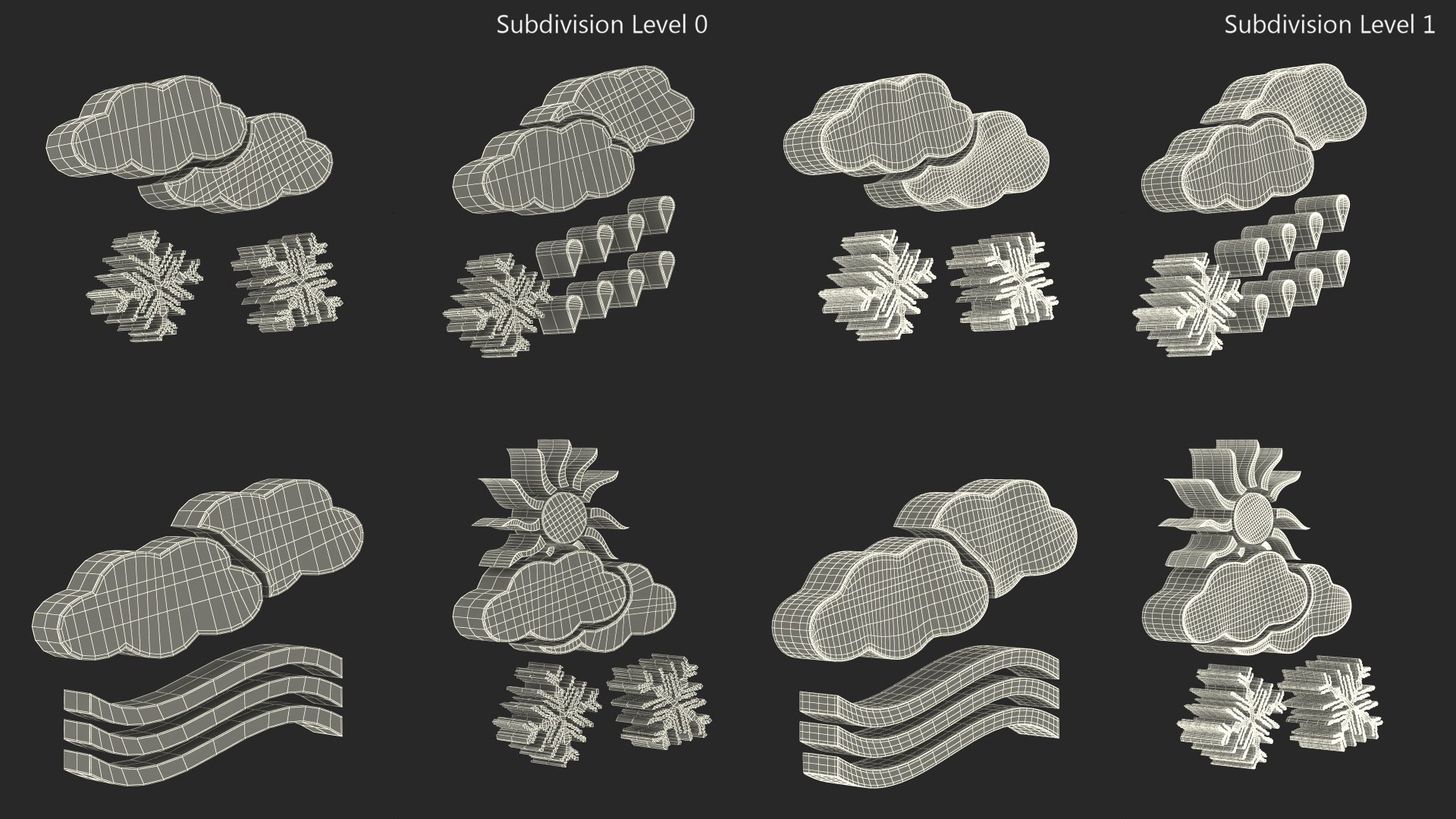 Meteorology Symbols With Snow And Wind Set 3D Model - TurboSquid 2084383