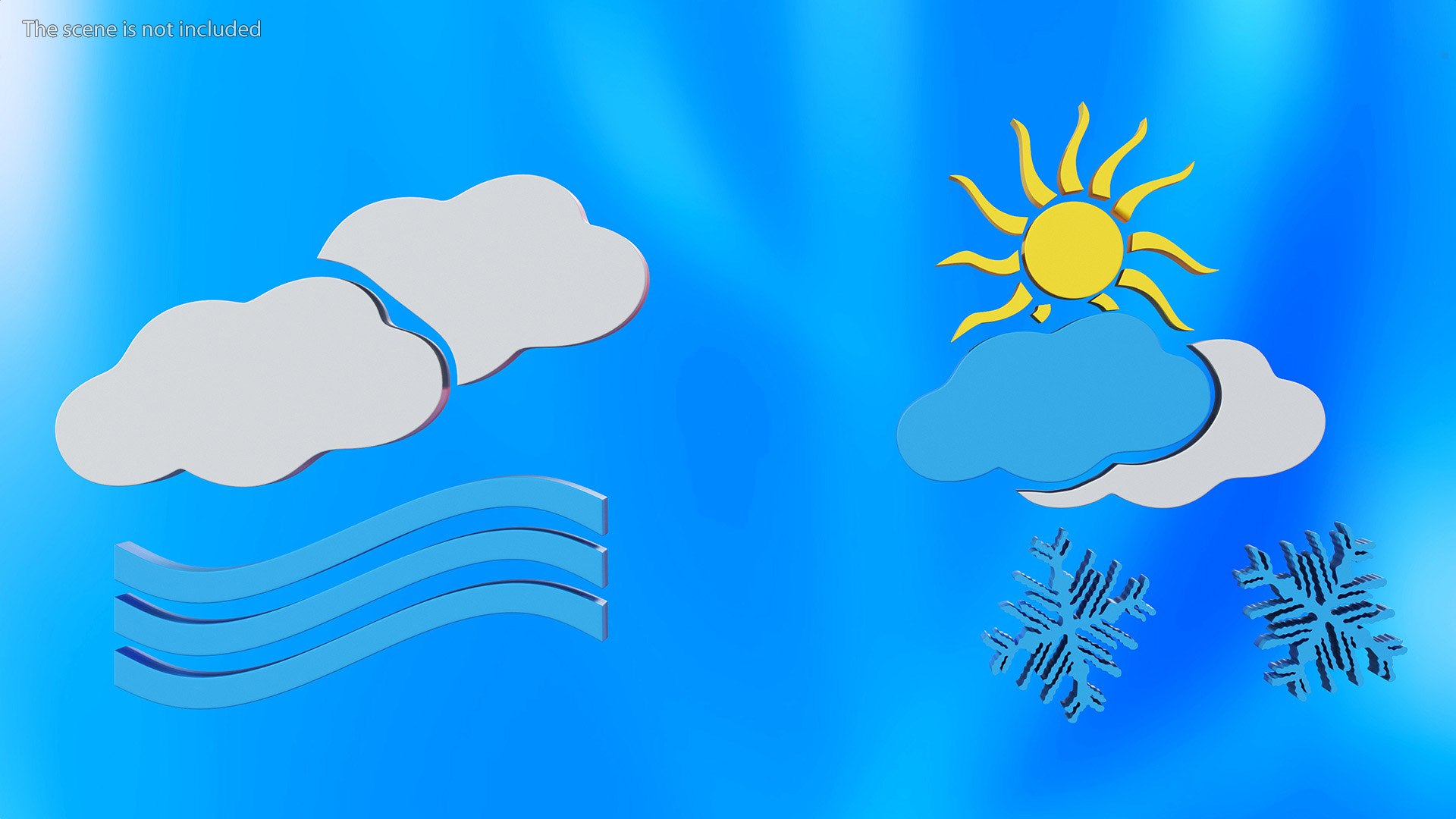 Meteorology Symbols With Snow And Wind Set 3D Model - TurboSquid 2084383