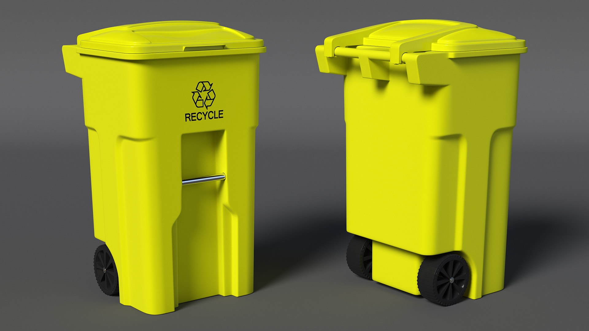 Yellow Recycle Bin With Wheels 3D Model - TurboSquid 2139388