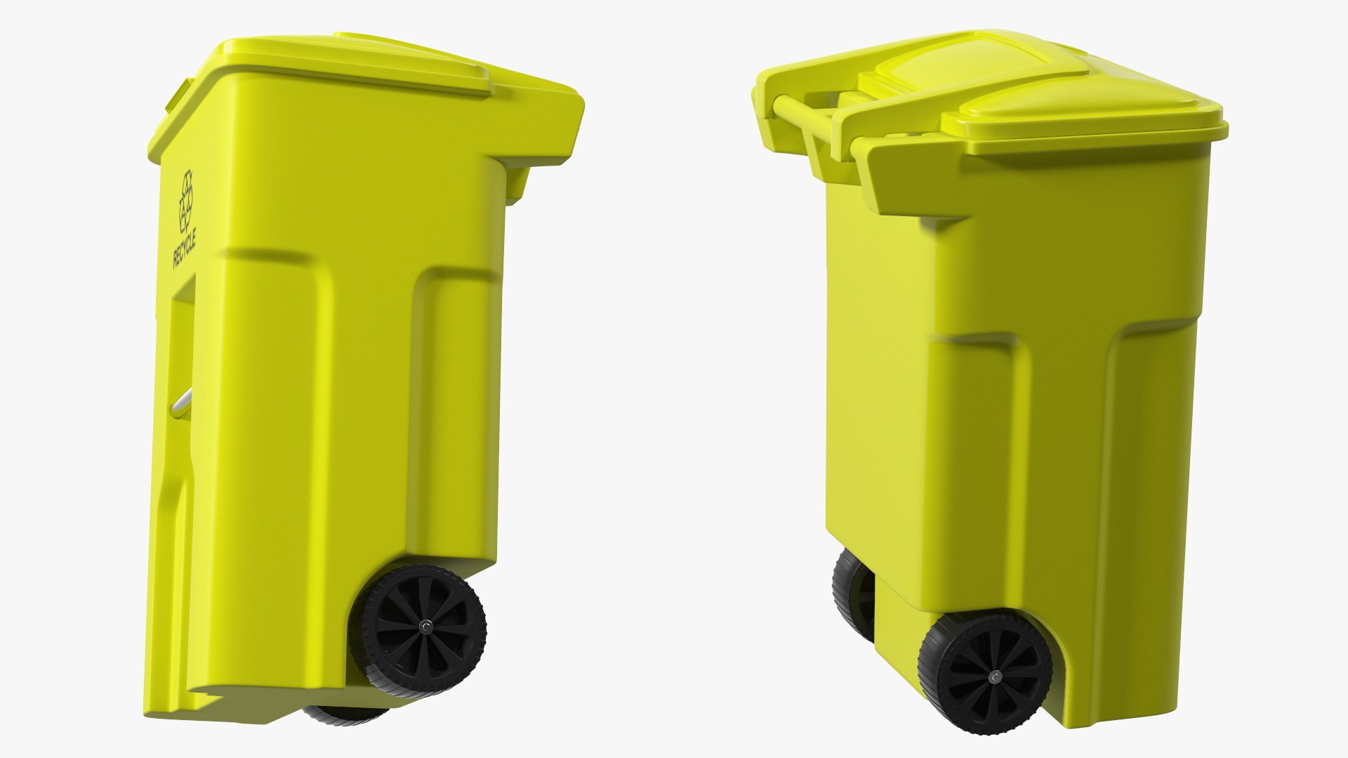 Yellow Recycle Bin With Wheels 3D Model - TurboSquid 2139388