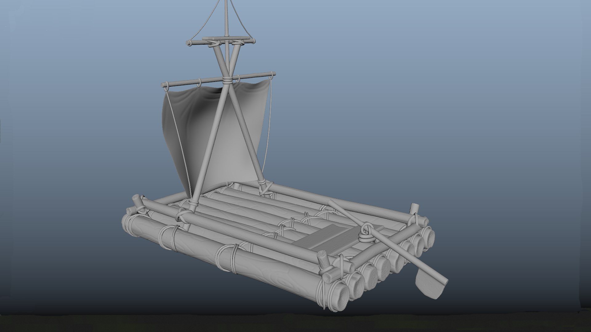 Wooden Stylized Raft PBR Low-poly Game Ready Low-poly 3D Model 3D Model ...