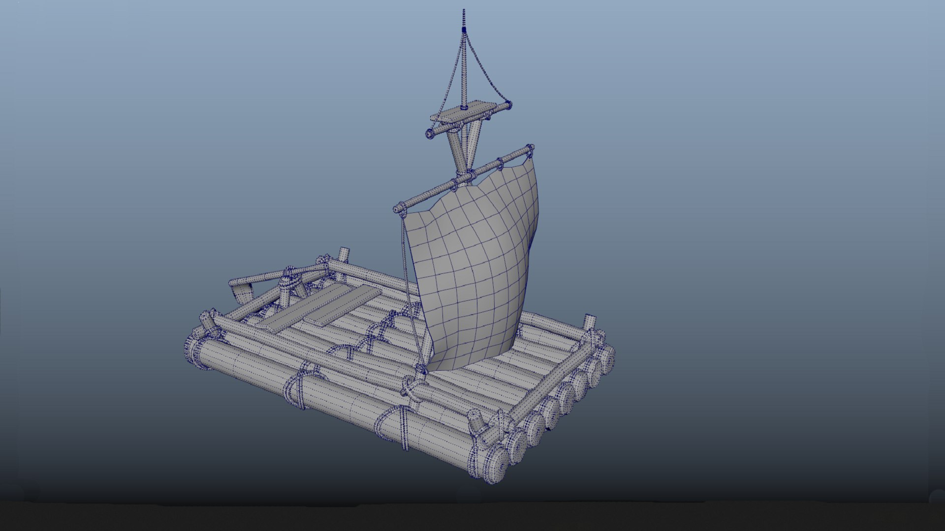 Wooden Stylized Raft PBR Low-poly Game Ready Low-poly 3D Model 3D Model ...