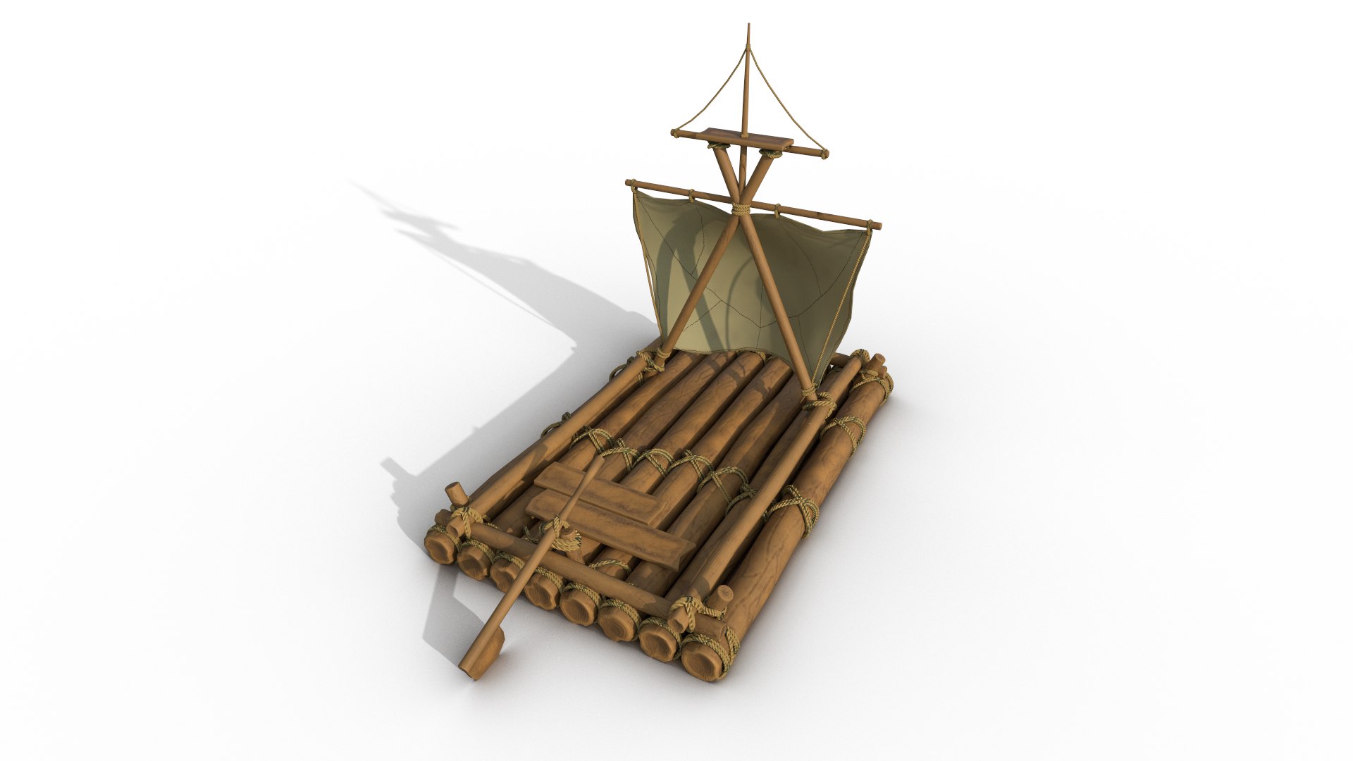 Wooden Stylized Raft PBR Low-poly Game Ready Low-poly 3D Model 3D Model ...