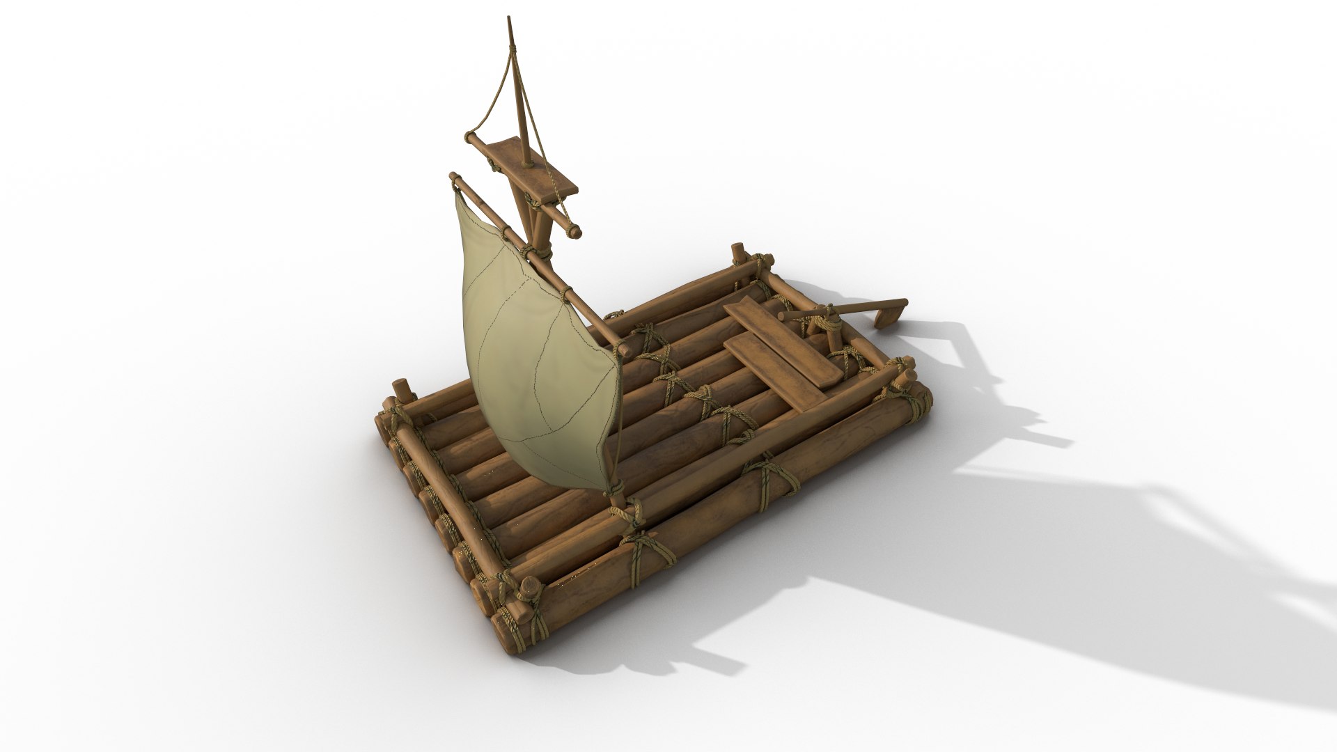 Wooden Stylized Raft PBR Low-poly Game Ready Low-poly 3D Model 3D Model ...