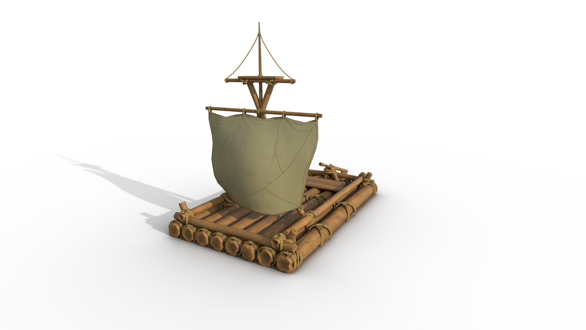 Wooden Stylized Raft PBR Low-poly Game Ready Low-poly 3D Model 3D Model ...