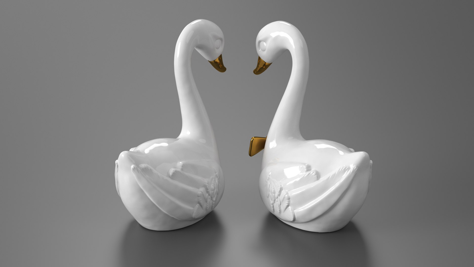 3D Porcelain Swans Decorative Figurines - TurboSquid 2279349