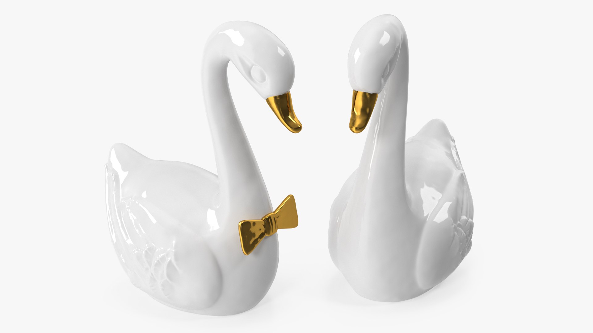 3D Porcelain Swans Decorative Figurines - TurboSquid 2279349