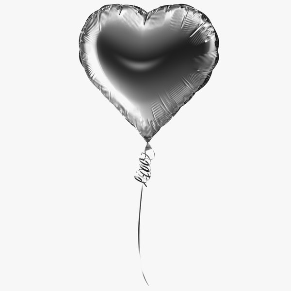 3D model Heart Shaped Foil Balloon Silver - TurboSquid 1815522
