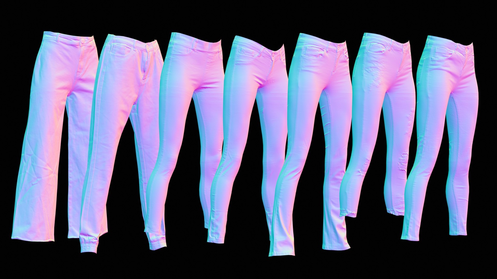 3D Model 7 Realistic Pants Pack 3 - TurboSquid 2406542