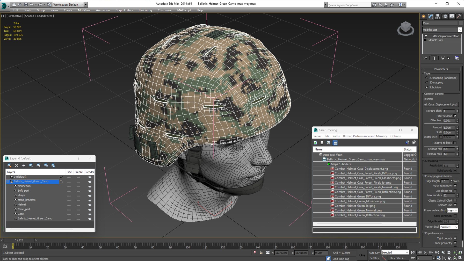 3D Ballistic Helmet Green Camo model - TurboSquid 2049109