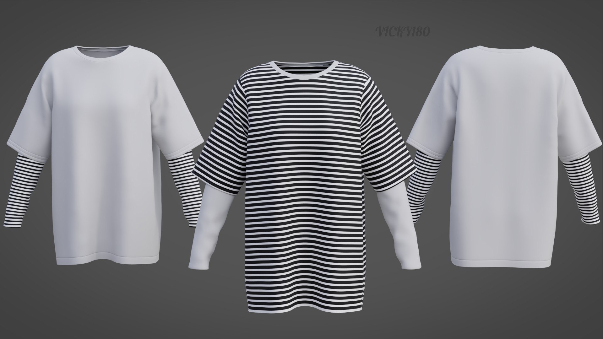 Punk Oversized Stripes Shirt - Harajuku Long Sleeves T-shirt Different ...