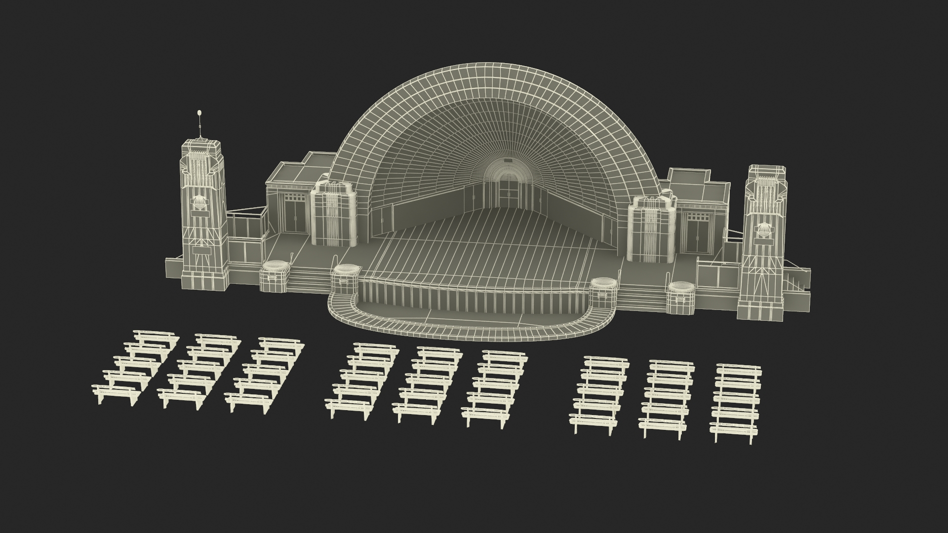 3D Model Open Air Amphitheater Structure With Seats - TurboSquid 2300629